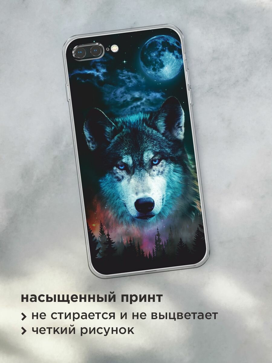 Чехол на Apple iPhone 7 Plus / Айфон 7 Плюс с принтом "Лунный волк" — фото 1