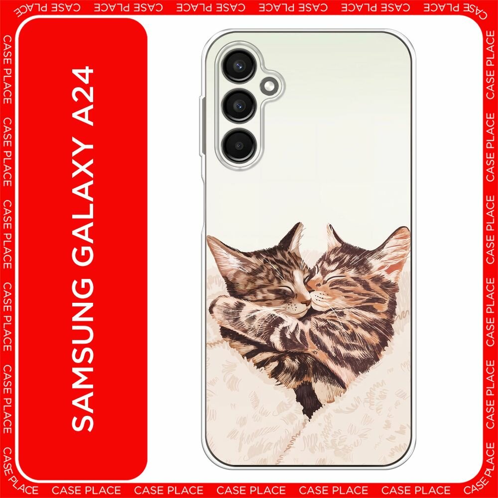 Чехол на Samsung Galaxy A24 / Самсунг Галакси A24 с принтом "Влюбленные котейки - 14 февраля"