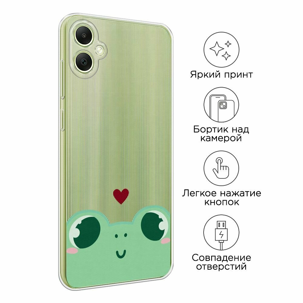 Чехол на Samsung Galaxy A05 / Самсунг Галакси A05 с принтом "Влюблённая лягушка - 14 февраля", прозрачный — фото 1