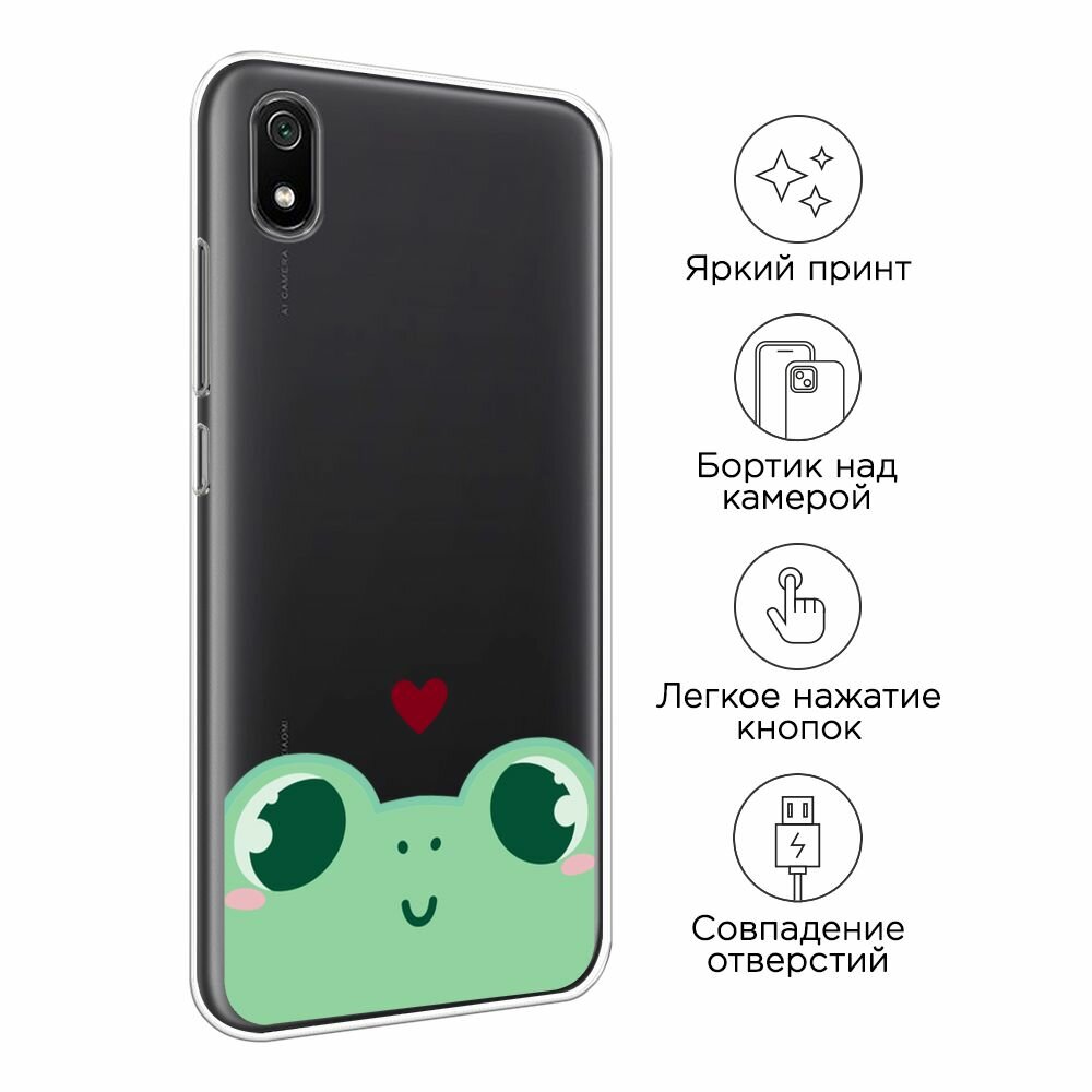Чехол на Xiaomi Redmi 7A / Сяоми Редми 7А с принтом "Влюблённая лягушка - 14 февраля", прозрачный — фото 1