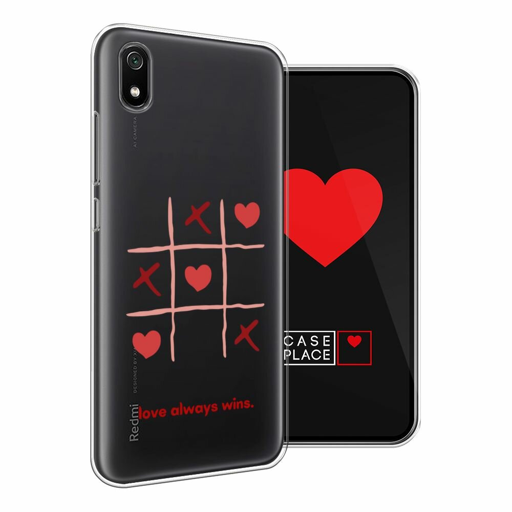 Чехол на Xiaomi Redmi 7A / Сяоми Редми 7А с принтом "love always wins - 14 февраля", прозрачный — фото 1
