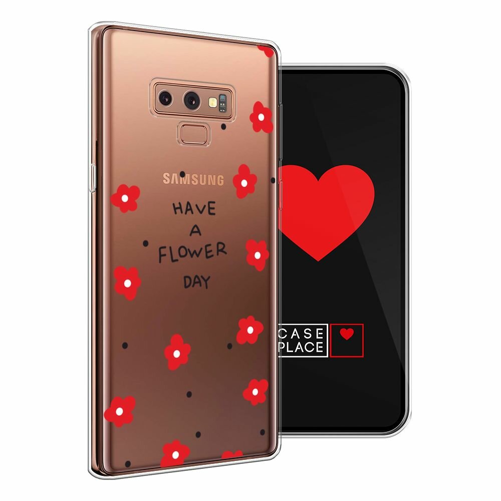 Чехол на Samsung Galaxy Note 9 / Самсунг Галакси Нот 9 с принтом "Have a flower day 2", прозрачный — фото 1