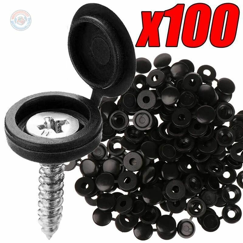 Черные декоративные колпачки для саморезов, пластиковые заглушки 13 мм, комплект 100 шт для скрытия крепежа и аккуратного вида мебели