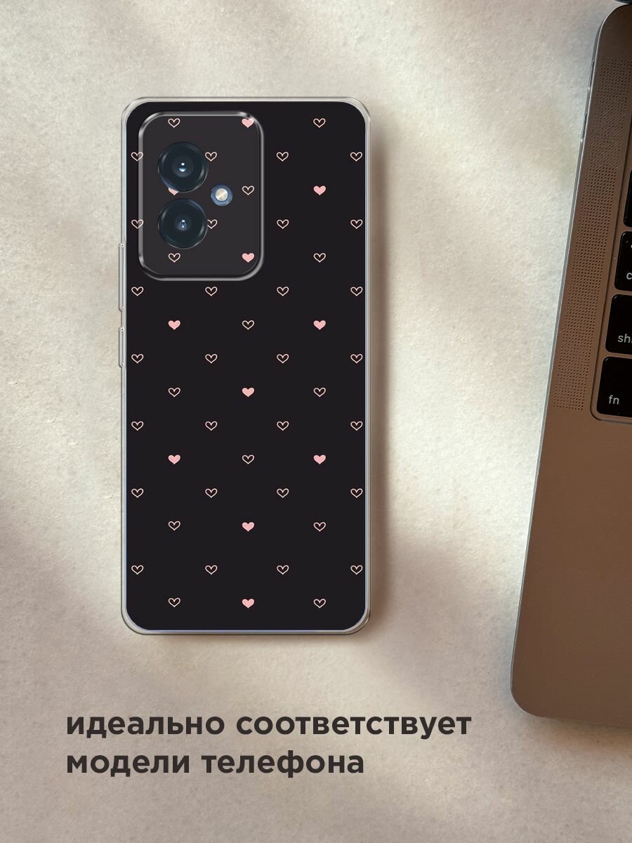 Чехол на Honor 100 / Хонор 100 с принтом "Черный фон и сердечки" — фото 1