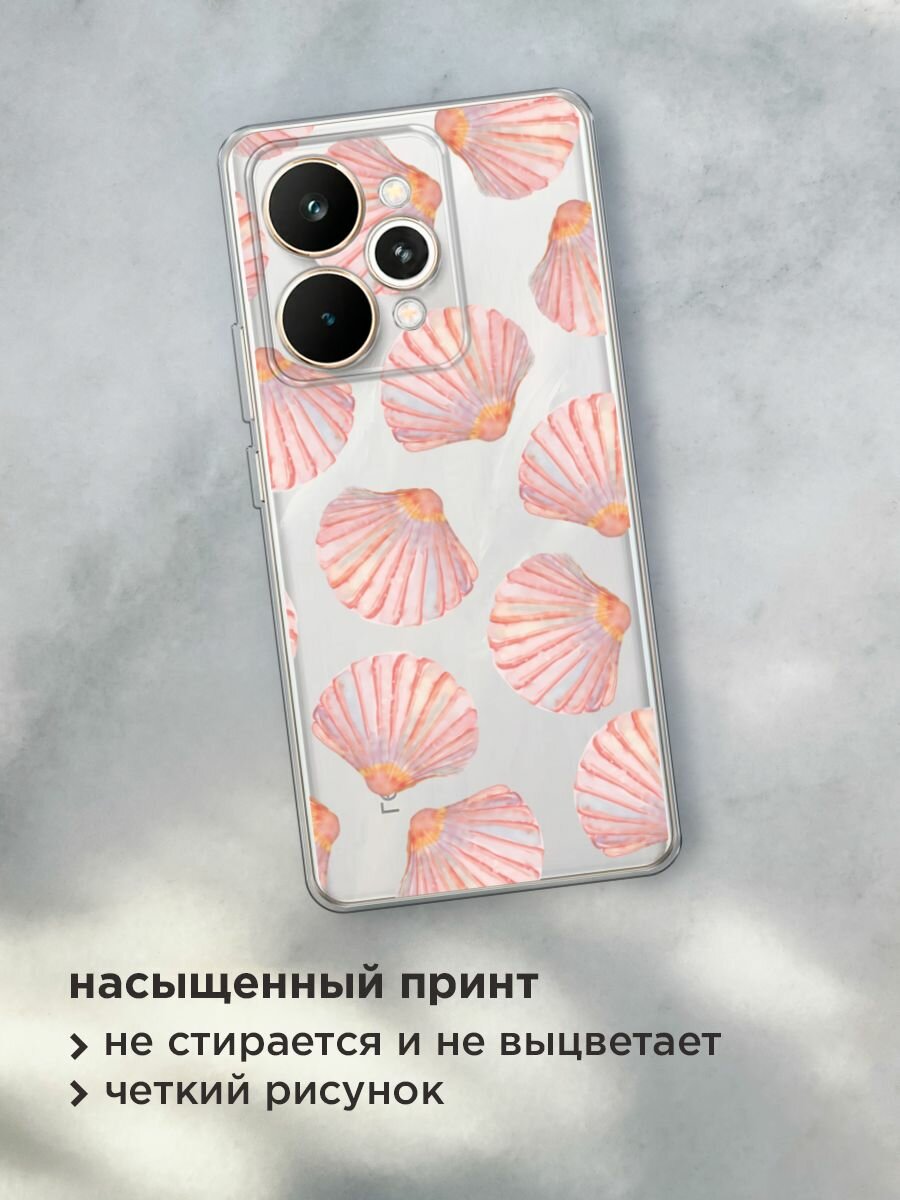 Чехол на Realme 15 Pro / Реалми 15 Про с принтом "Ракушки паттерн", прозрачный — фото 1