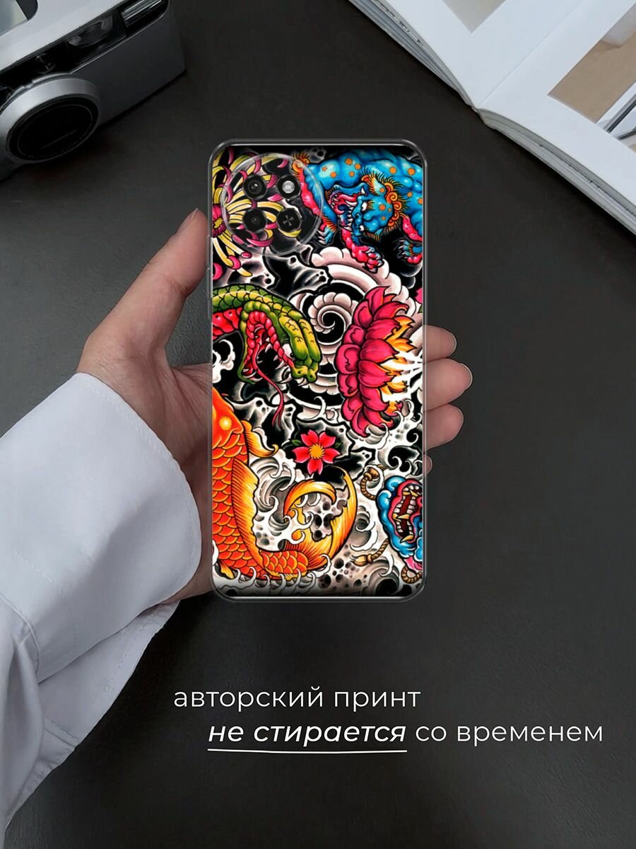 Силиконовый чехол на Itel S23 / Ител S23 с принтом "Японское искусство" — фото 1