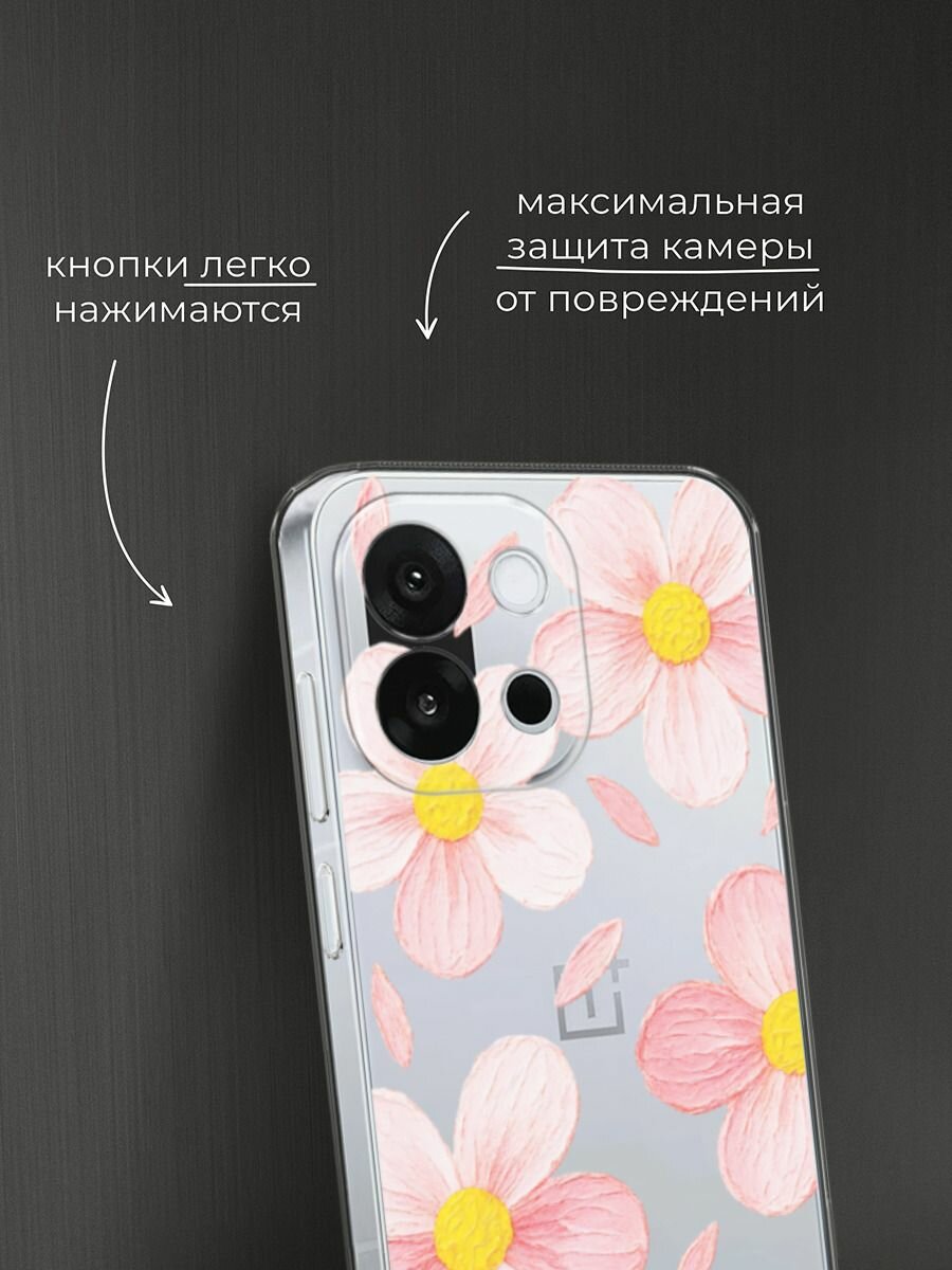 Чехол на OnePlus 13T / Ван Плас 13Т с принтом "Розовые ромашки" — фото 1