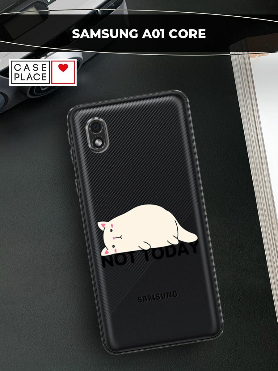 Чехол на Samsung Galaxy A01 Core / Самсунг Галакси А01 Core с принтом "Cat not today", прозрачный