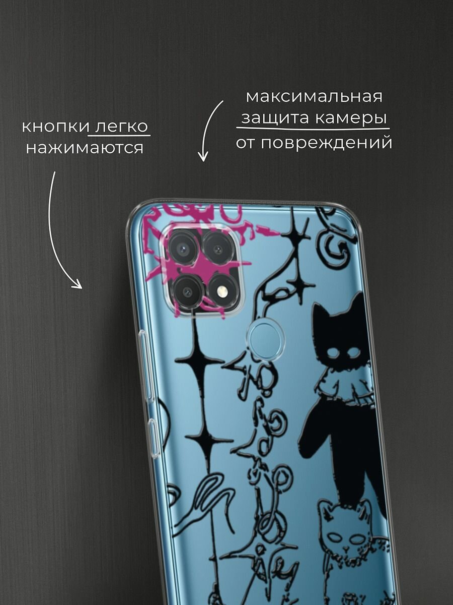 Чехол на Oppo A15/A15s / Оппо А15/A15s с принтом "Готические котики" — фото 1