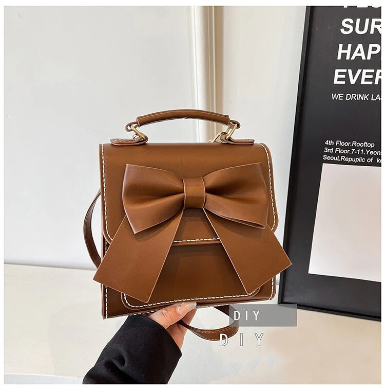 Набор для создания сумки через плечо с бантом из искусственной кожи Коричневый, Num6 brown