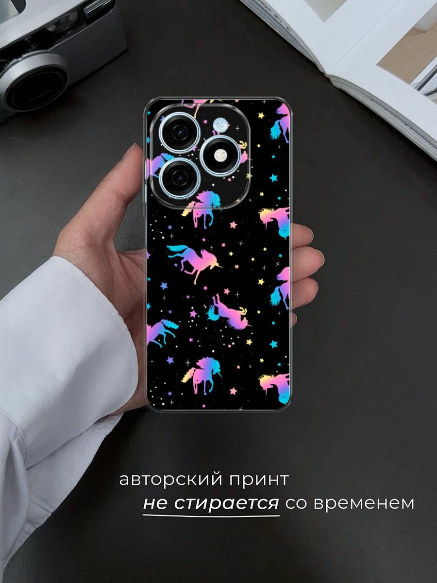 Чехол на Tecno Spark 20 / Текно Спарк 20 с принтом "Единороги градиент" — фото 1