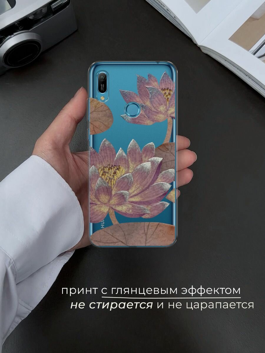 Чехол на Honor 8A/8A Pro/Huawei Y6s/Y6 2019 / Хонор 8А с принтом "Темные лотосы" — фото 1