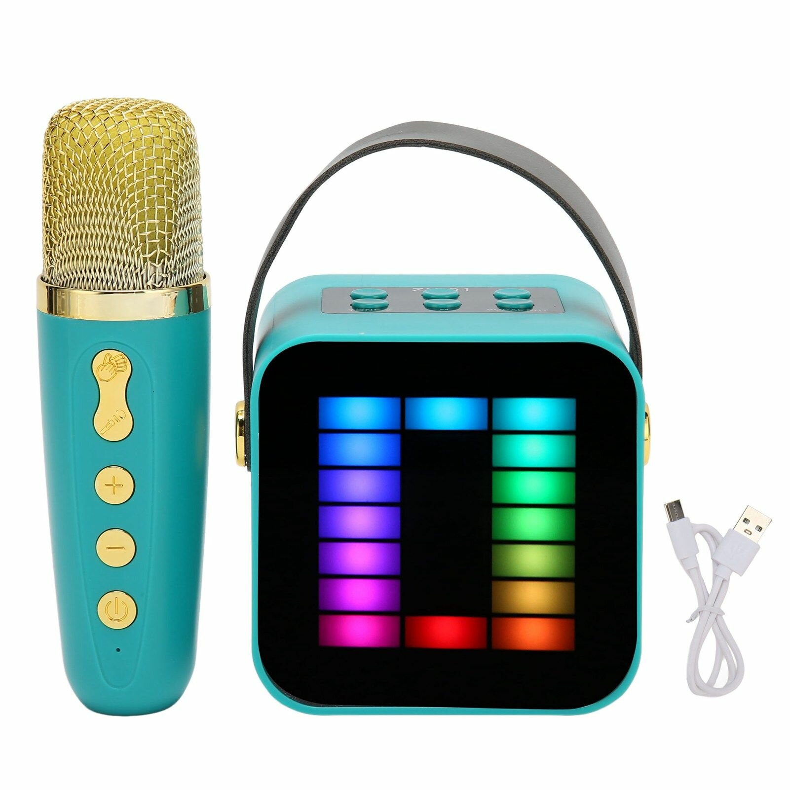 Мини-караоке с RGB, цифровой обработкой, Bluetooth, микрофон, зеленый