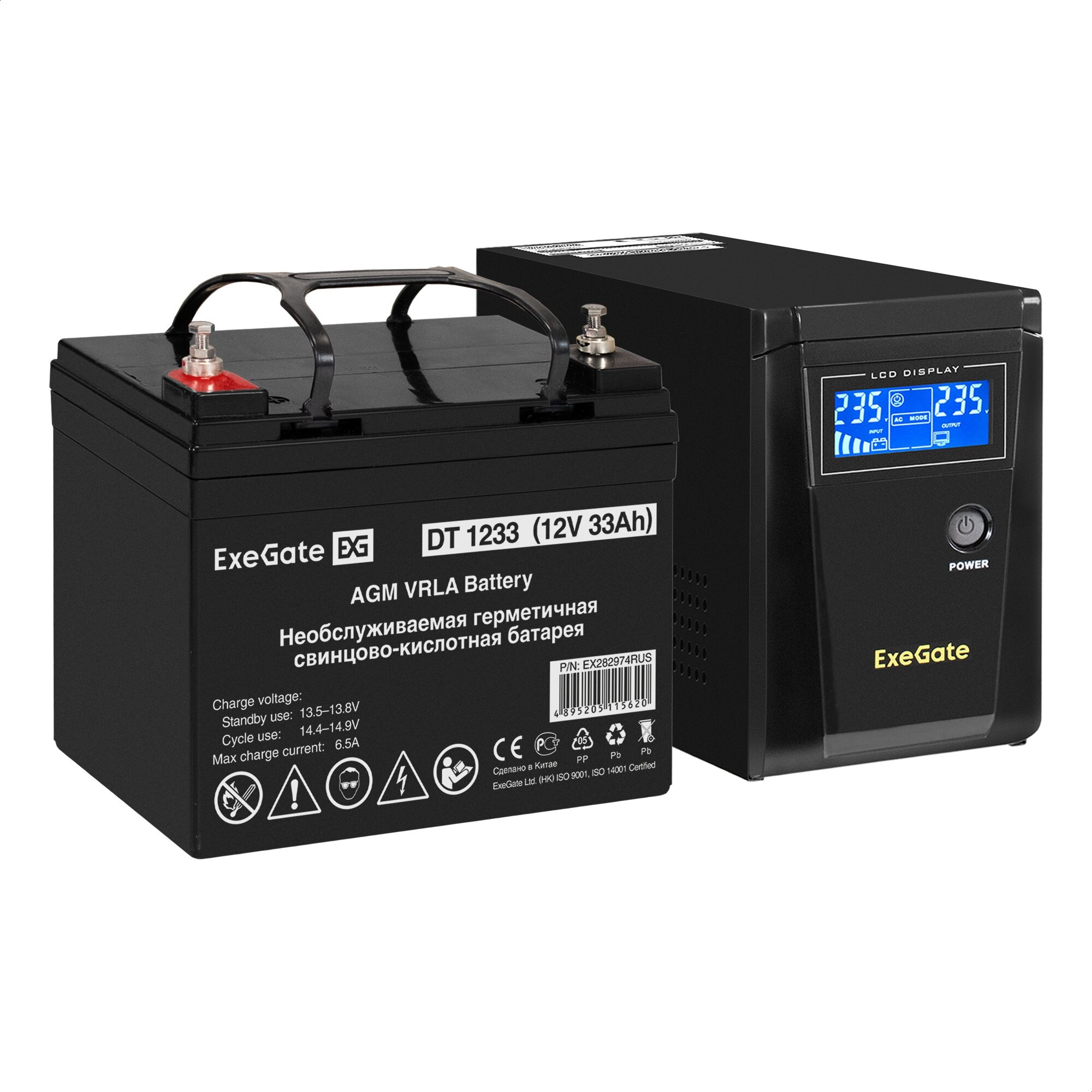 Комплект ИБП ExeGate SineTower SZ-600. LCD. AVR.1SH + Батарея 33Aч, 1 шт. (ИБП + АКБ , 1шт.) EX296768RUS