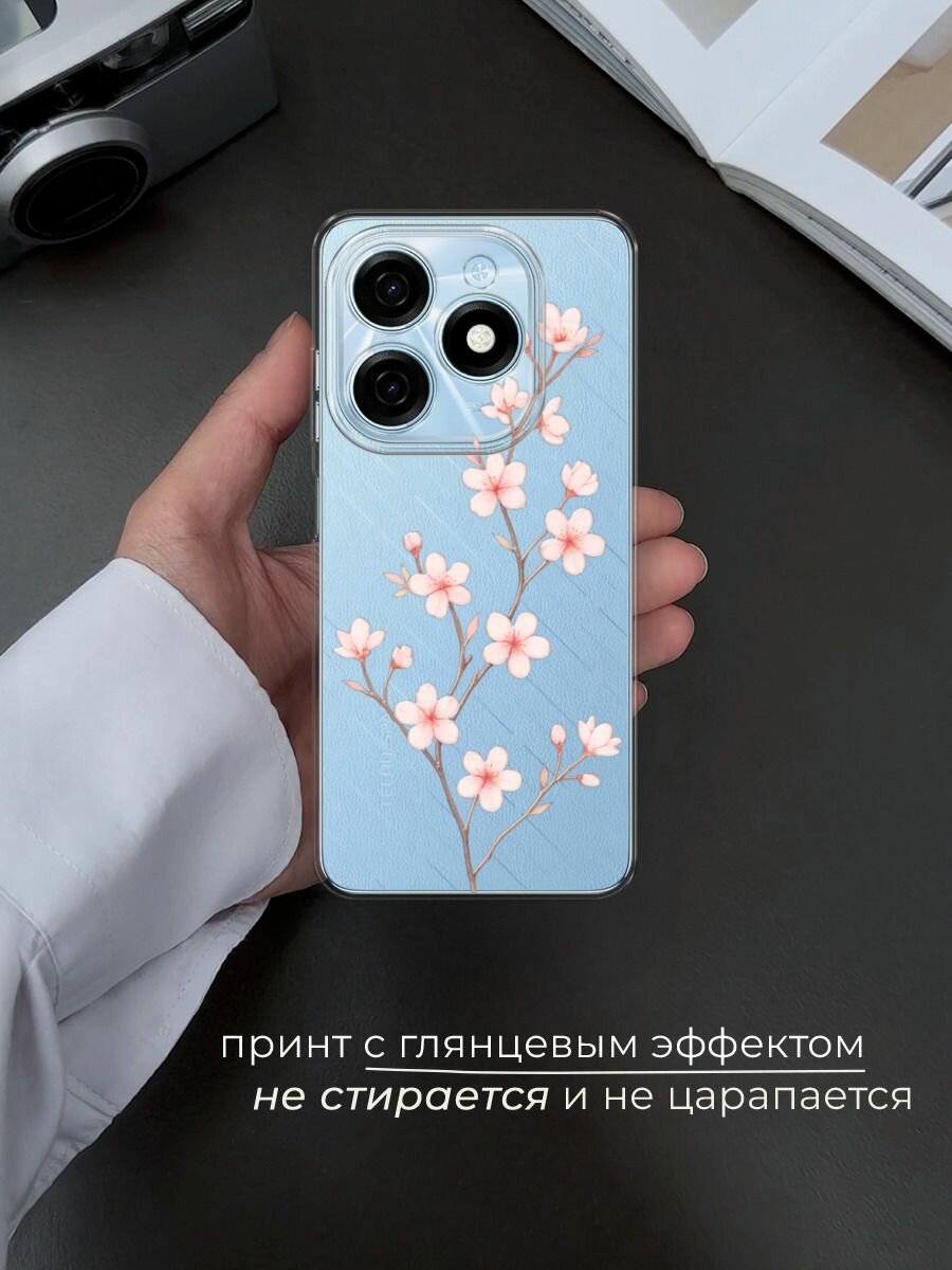 Чехол на Tecno Spark 20 / Текно Спарк 20 с принтом "Веточка сакуры 2" — фото 1