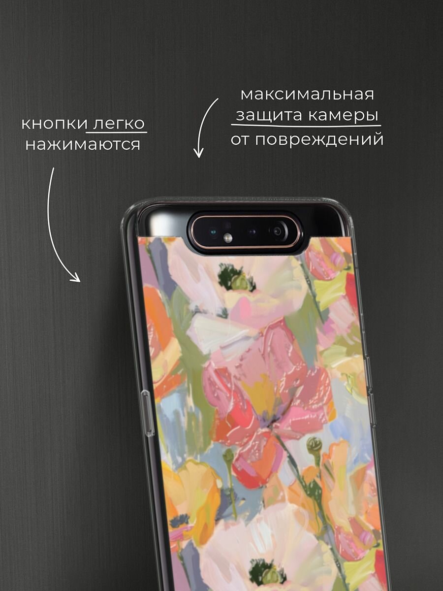 Чехол на Samsung Galaxy A80 / Самсунг Гэлакси A80 с принтом "Акварельные анемоны" — фото 1