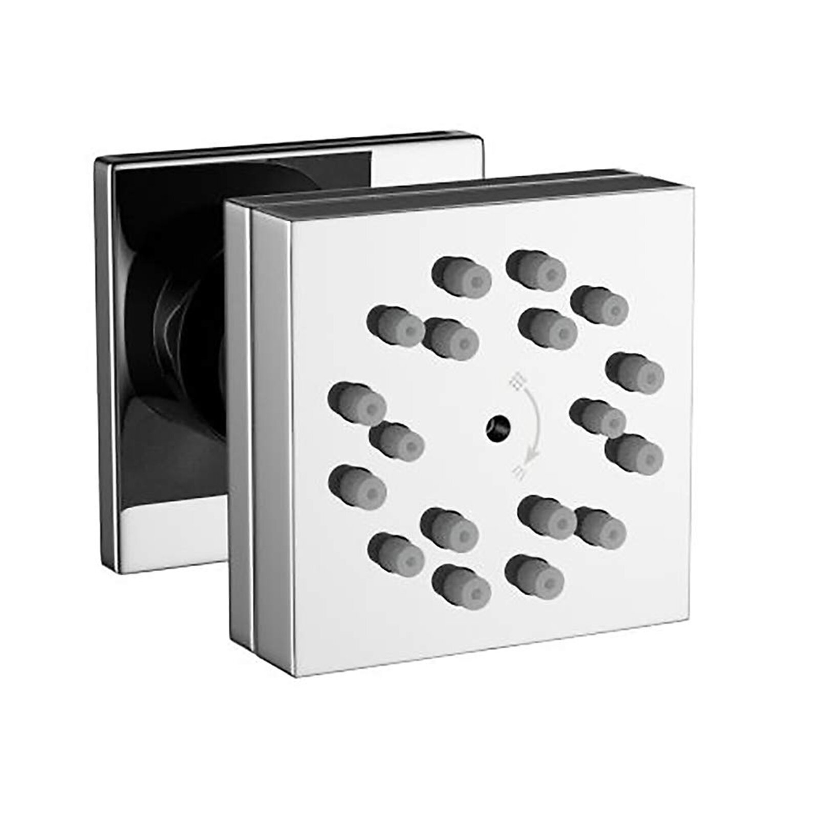 Квадратные душевая форсунки массажные насадки струйные боковые спреи спа 2-функциональные настенные форсунки, материал латунь, хромированная отделка, размер 2 дюйма x 2 дюйм (50x50 мм), количество режимов 2, крепление настенное, подключение 1/2 дюйм,