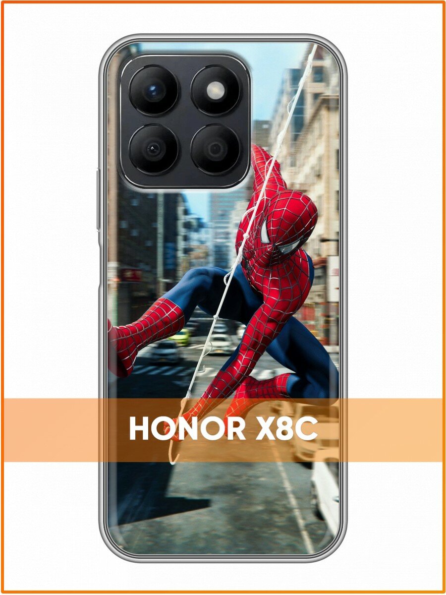 Чехол для Honor X8c с принтом для мальчиков с Человеком Пауком (Хонор Х8с)
