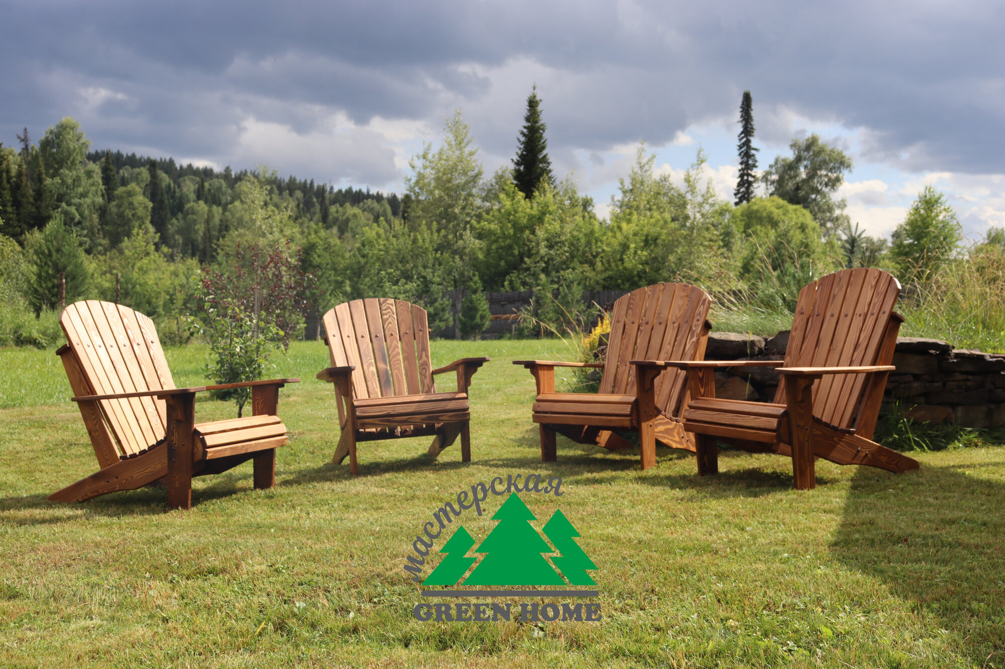 Набор садовой мебели Адирондак №1 для костровых зон (4 кресла), лиственница