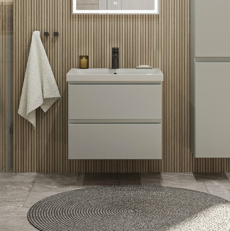 Тумба с раковиной SanStar Riana 60 подвесная, grey, раковина Moduo 60