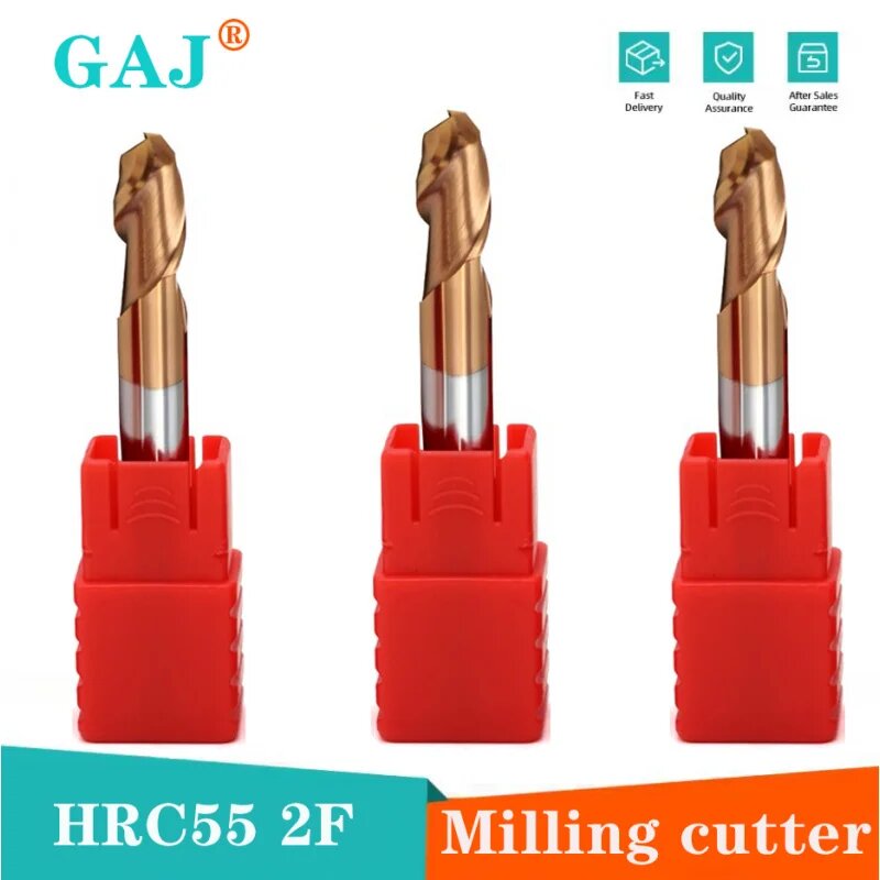 HRC55 2-зубая фреза из сплава вольфрамовой стали, карбидная сферическая концевая фреза R1.5x6x50x4D