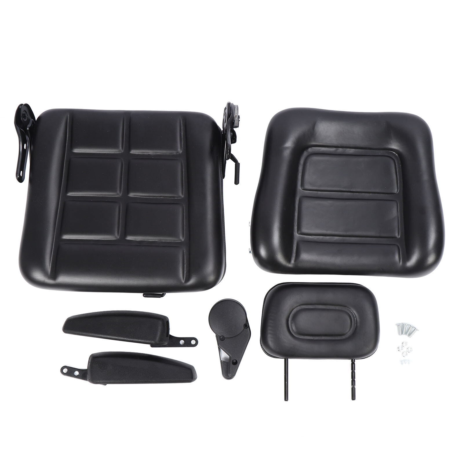 Сиденье Вилочного погрузчика с Переключателем Регулировки и Направляющей 3-Уровневый Регулируемый Подголовник для Самосвала-Косилки, Полозкового Погрузчика, Телескопического Экскаватора-Погрузчика Черного Цвета