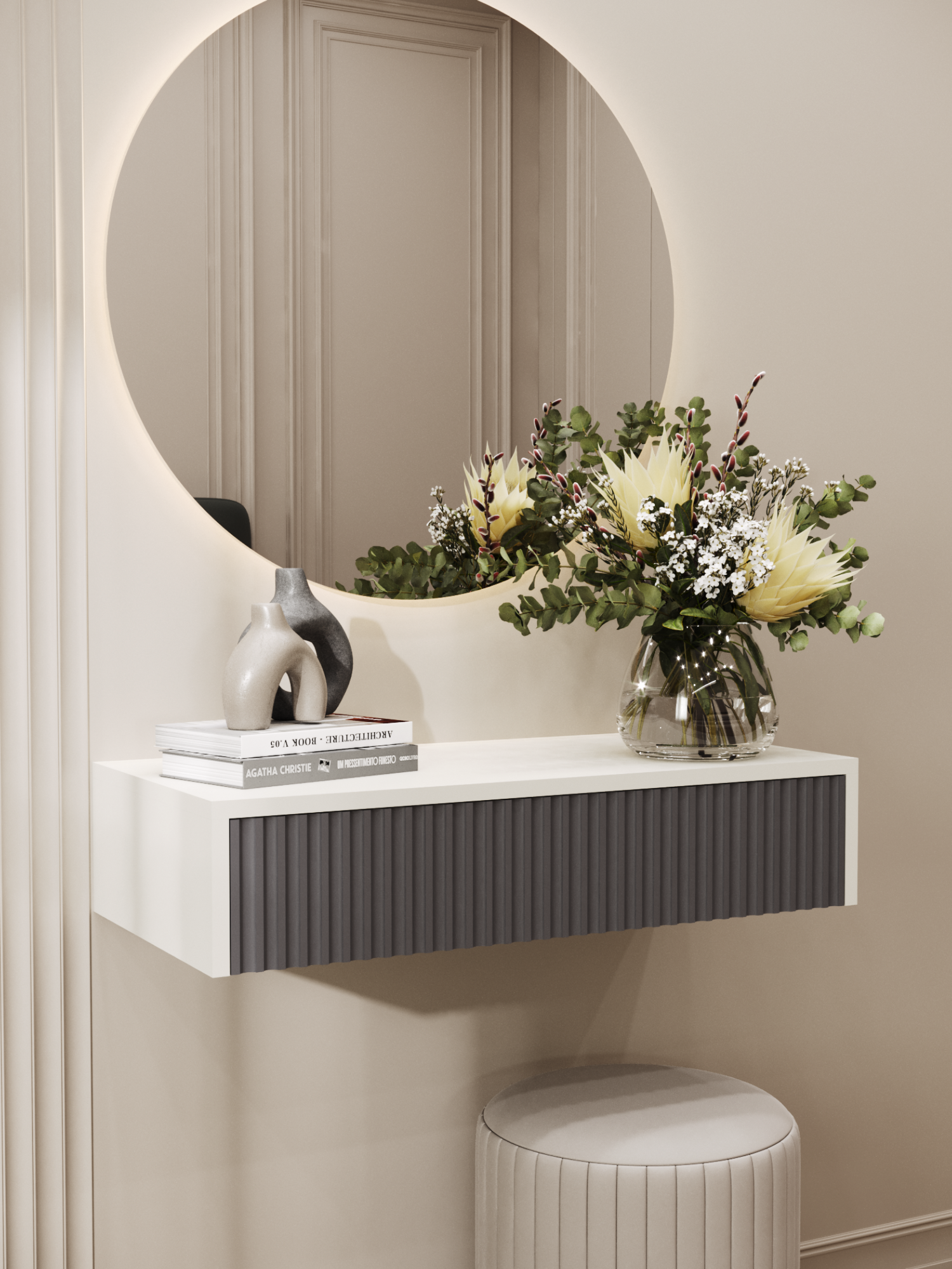 Туалетный столик подвесной консоль Этьен, ЛДСП, МДФ, 70х35х15