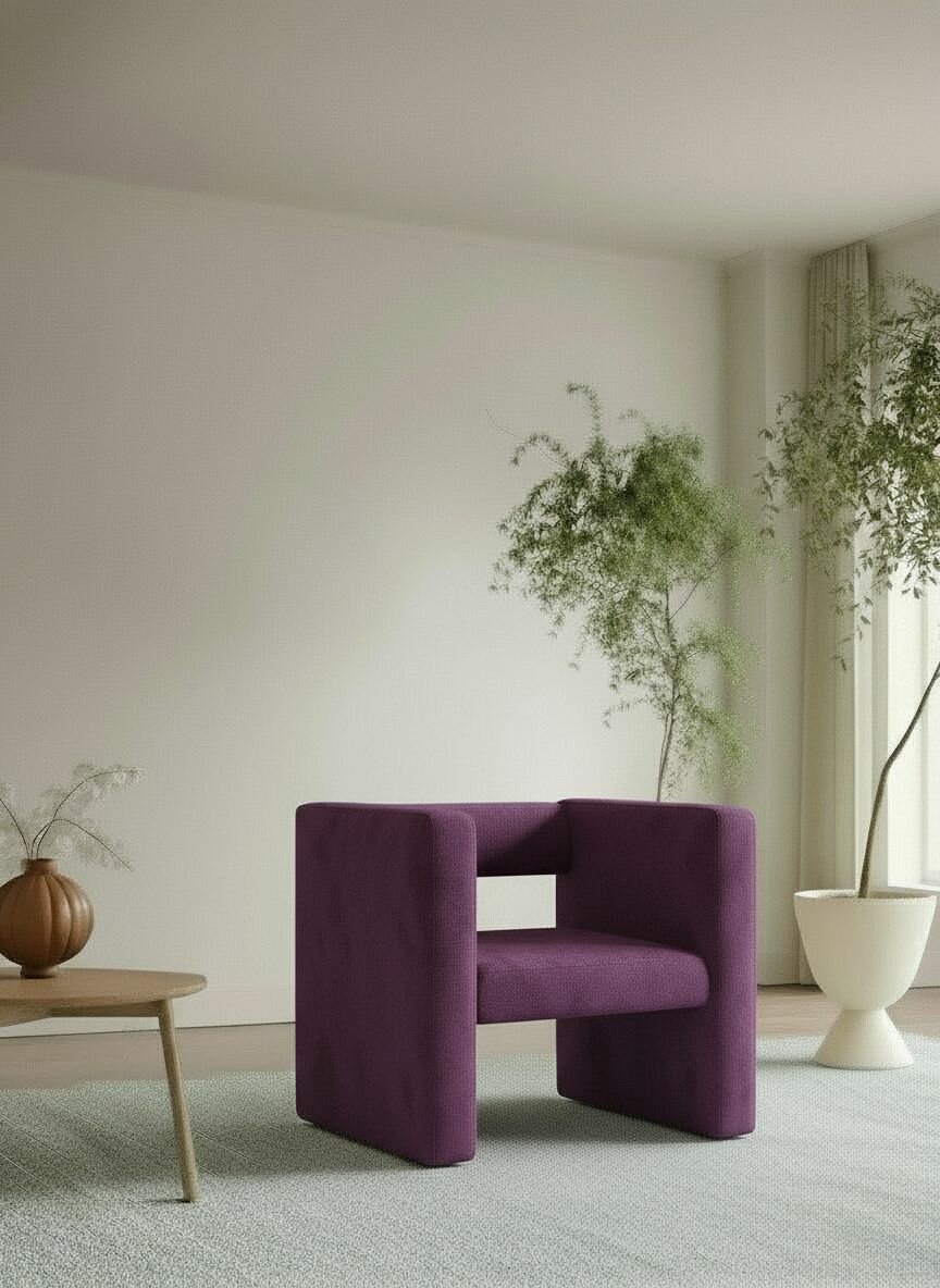 Кресло Бета с подлокотниками фиолетовый велюр в офис, дом, салон красоты, прихожую, гостиную, зону ожидания.