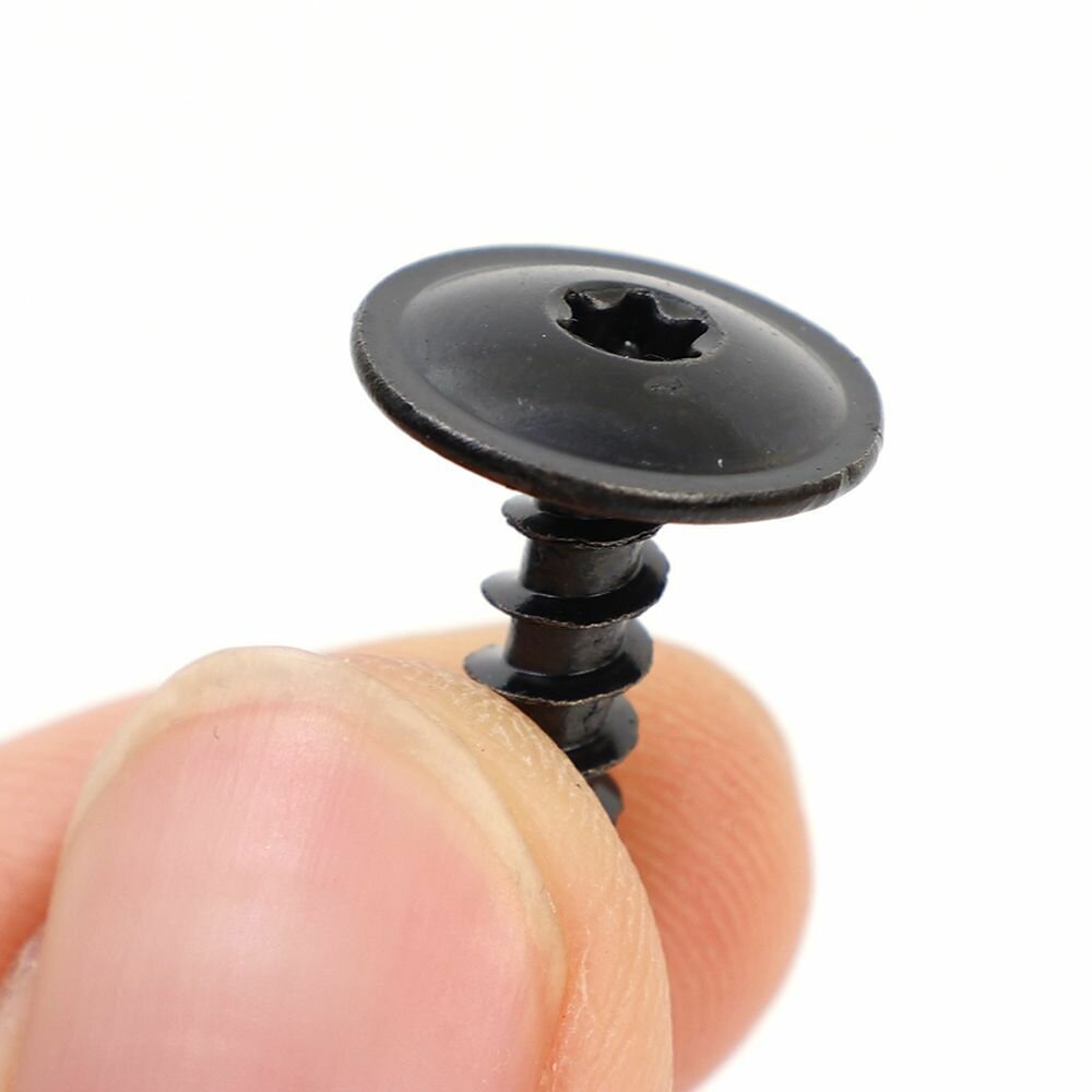 Саморезы автомобильные 5 мм/6мм под звездочку черные, набор 60 шт / клипсы металлические под саморезы