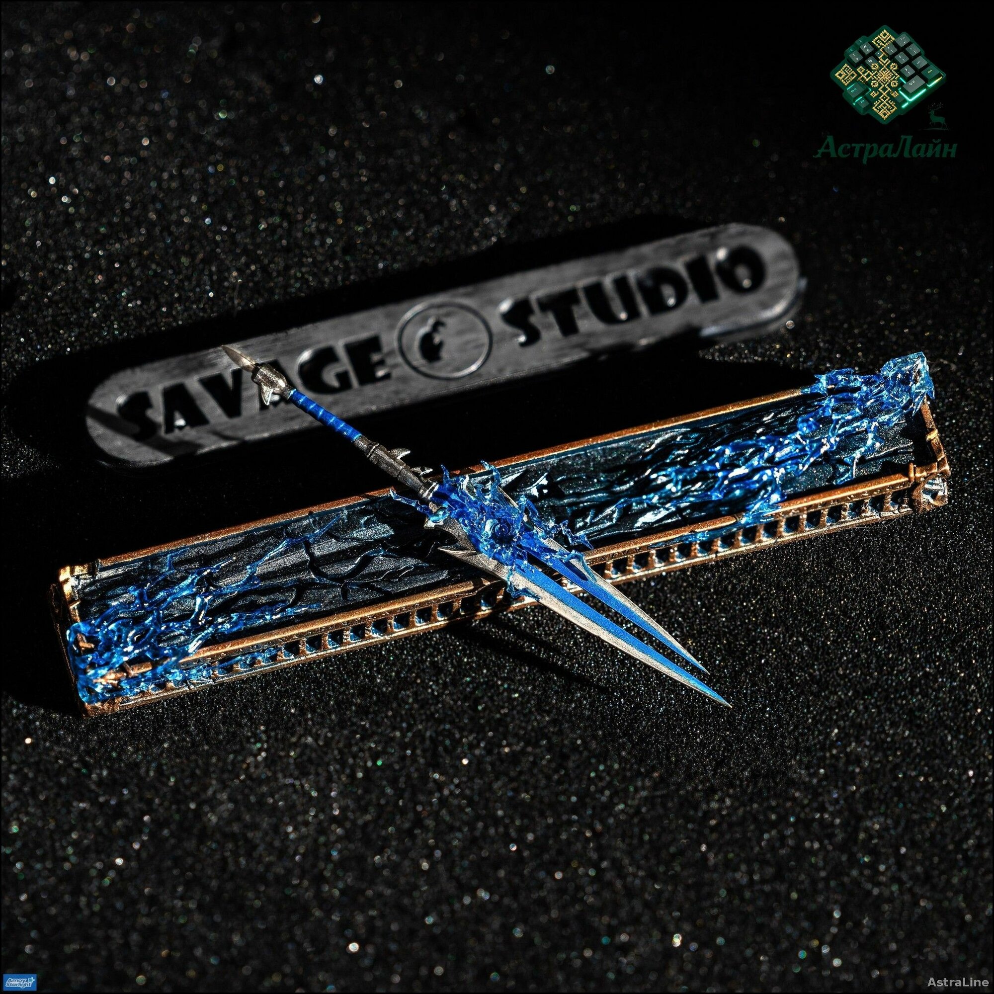 Механическая клавиатура keycap, тема - Ярость молнии из World of Warcraft, изготовлена вручную мастерами из смолы, на кнопке 6.25u есть металлический меч и меч ветра.