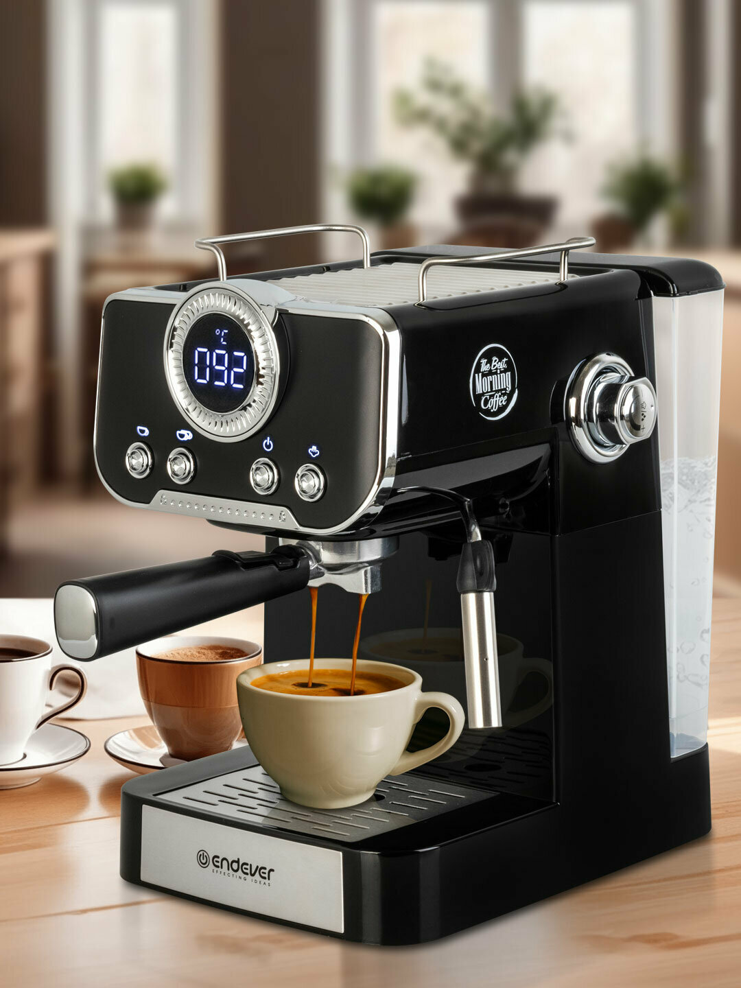Кофеварка рожковая ENDEVER Costa-1094, давление 20 Бар, сенсорный дисплей, чёрная