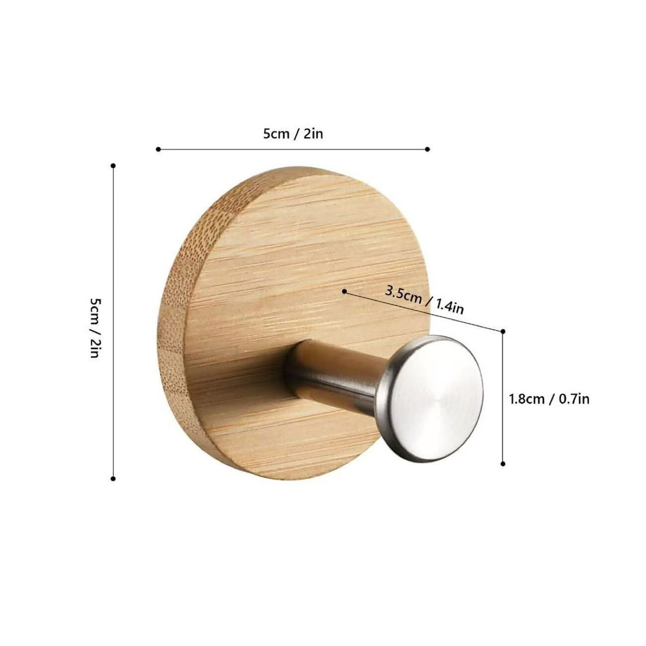 Крючки самоклеющиеся в ванную деревянные, из бамбука, клей 3М, 4 шт Серебряные зеркальные гвоздики
