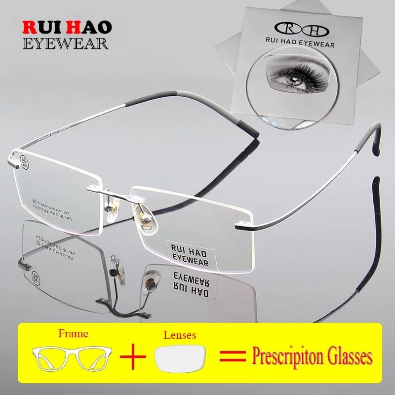 Настраиваемые очки RUI HAO EYEWEAR, титановая оправа, CR-39 линзы Silvery, 1.67, Единая версия