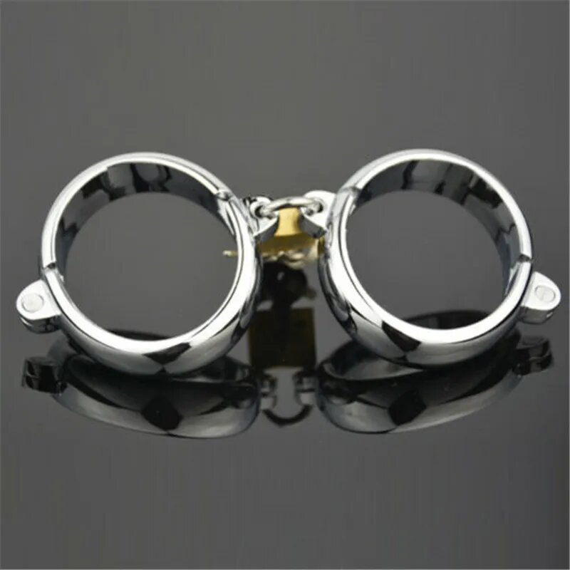 Овальные металлические манжеты из нержавеющей стали на цепочке для БДСМ-связывания Female handcuffs A