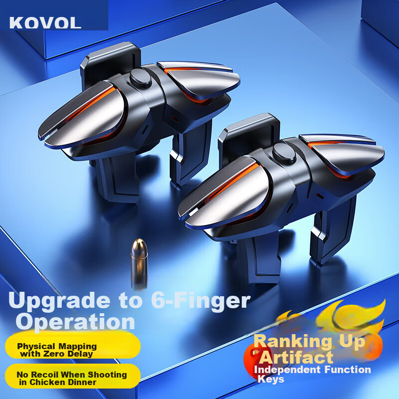 Kewo, PUBG Mobile Controller, Automatic Six-Finger Shooting, Gun Press Assist Button, Mouse-Like Feel, Mobile Game Keyboard, Gamepad, External, Compatible with Android And Apple