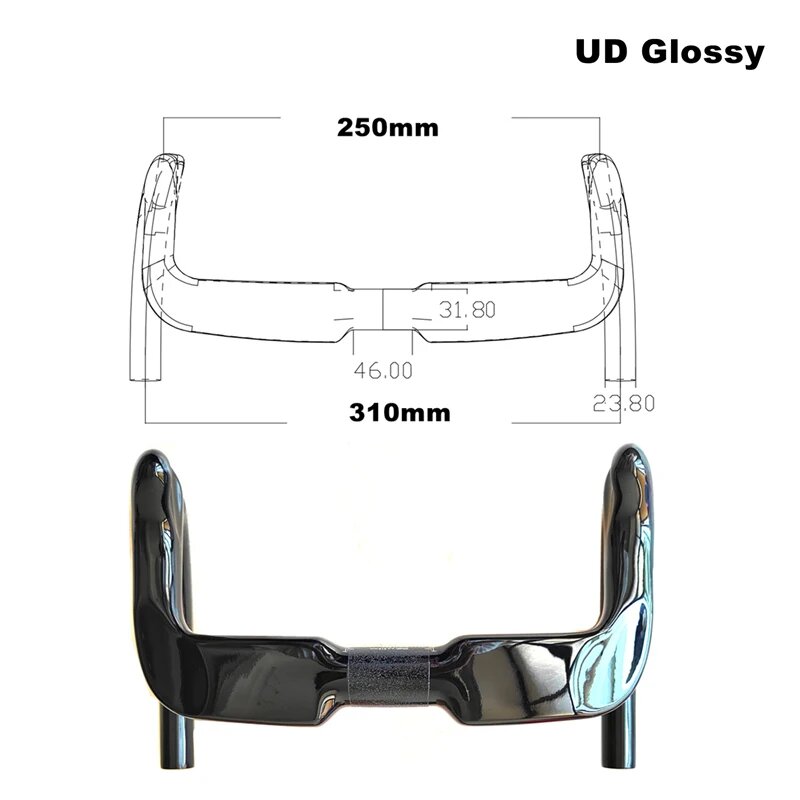 BIKEDOC HB23 Карбоновый руль для трековых велосипедов HB23 310mm UD Glossy