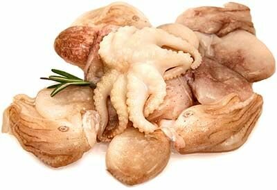 Осьминог мини молодой потрошеный без глаз и челюстей 1кг