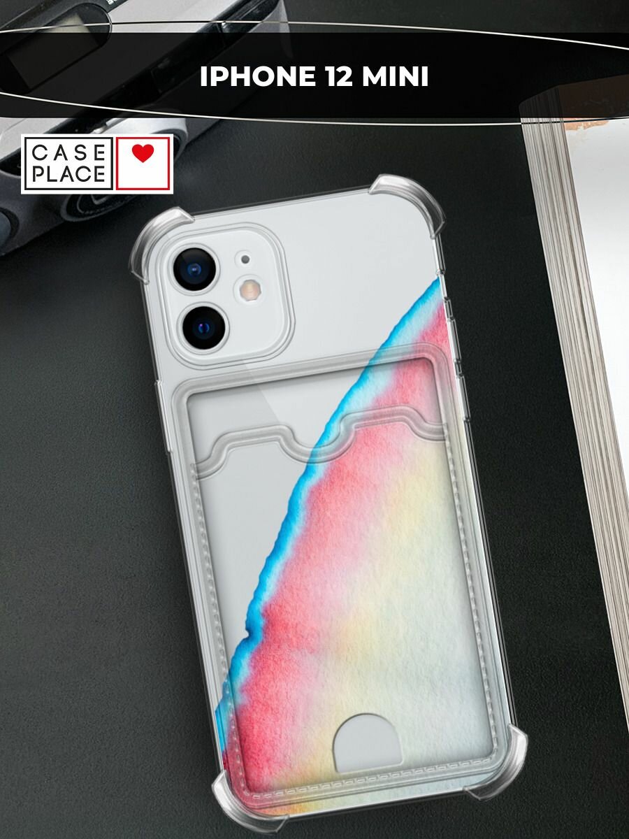 Чехол на Apple iPhone 12 mini (Айфон 12 Мини) с картой и принтом Слияние красок