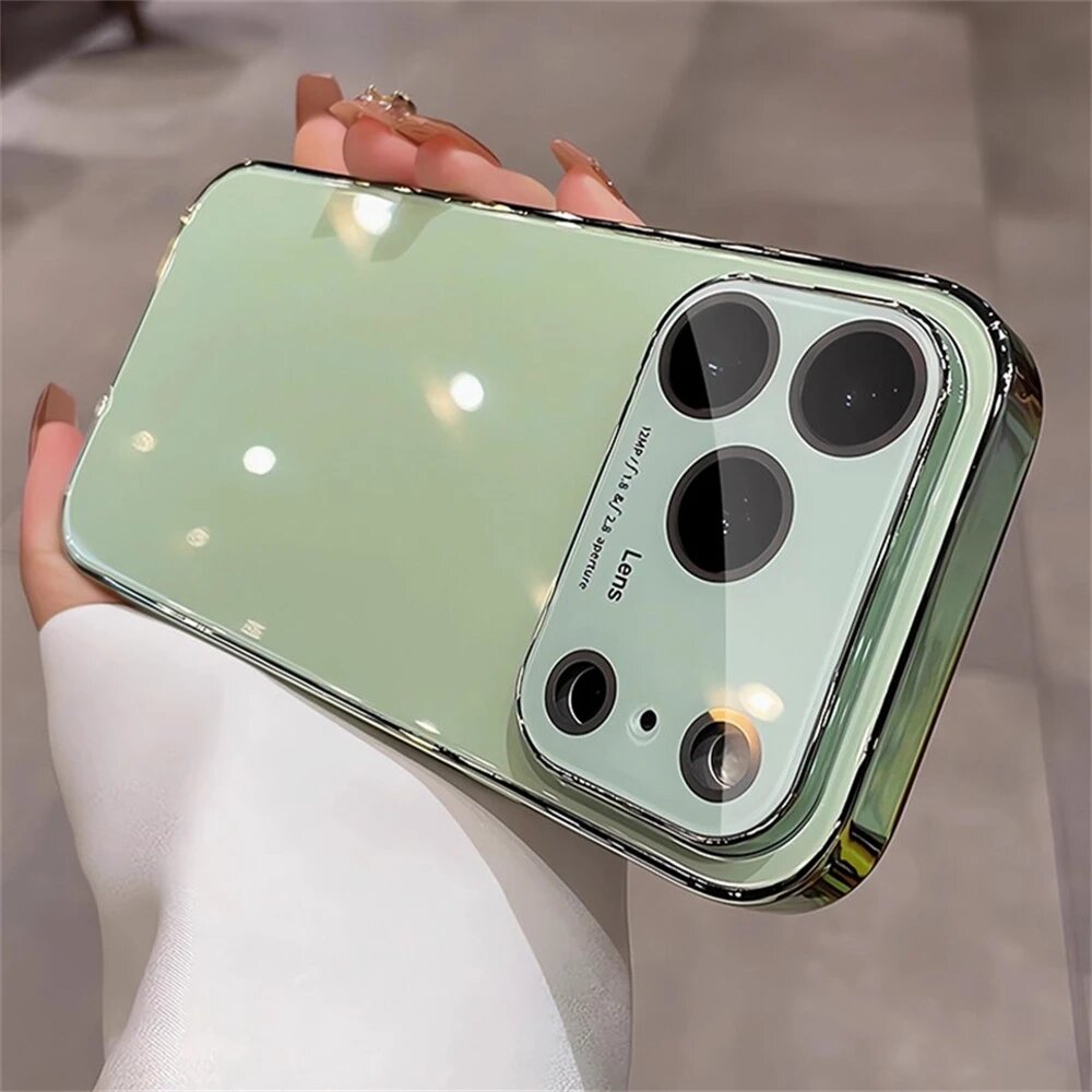 Оригинальный чехол со стеклянным окном для iPhone 17, 16, 15, 14, 13, 12 Pro Max, противоударное покрытие, глянцева