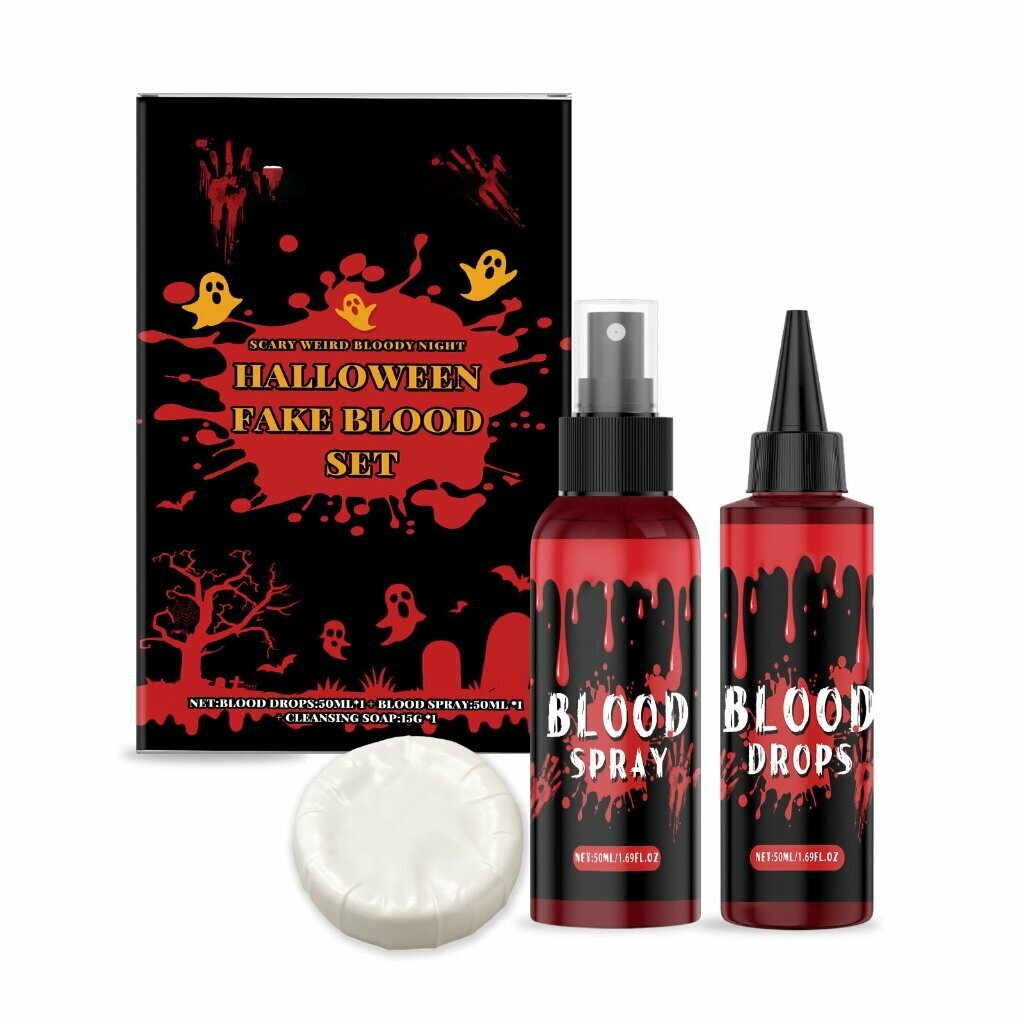 Набор из 3 страшных капель крови, эффекты кровавых сцен, безопасен для кожи, в комплекте мыло, аксессуары для костюмов на Хэллоуин