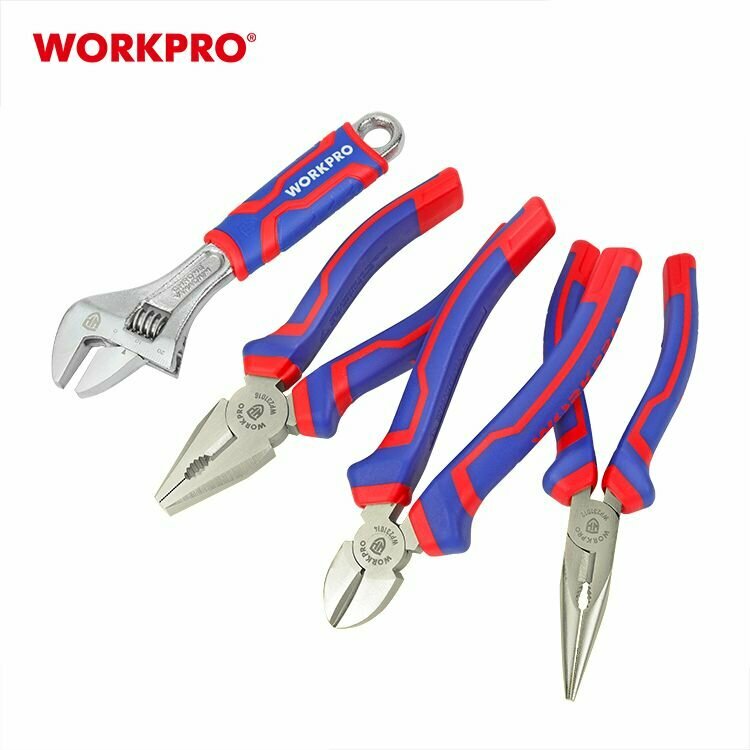 Набор из 4 инстр. (пассатижи, бокорезы, длинногубцы, гаечн ключ) WORKPRO