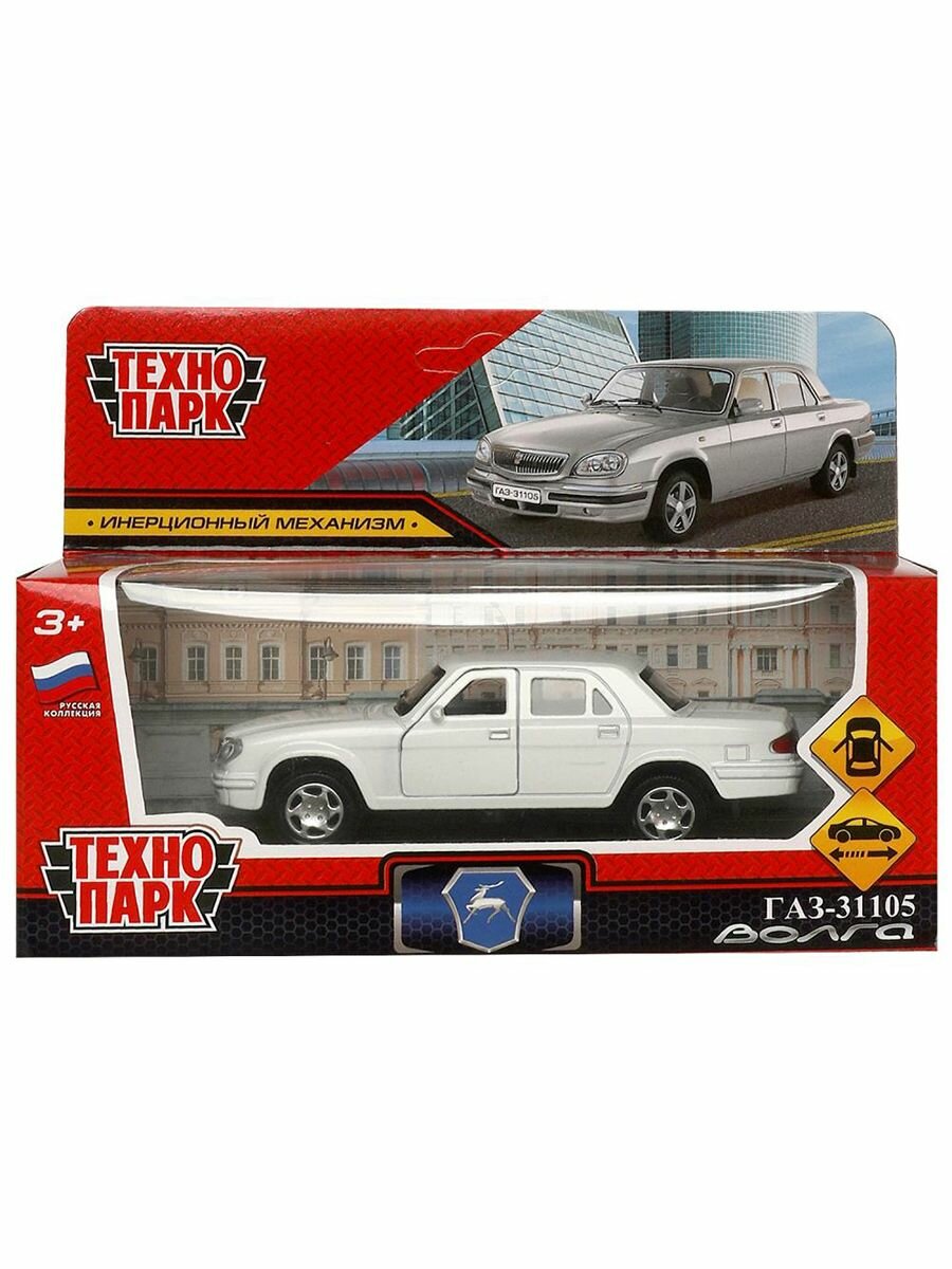 Технопарк Машина ГАЗ -31105 Волга 12 см белый металл