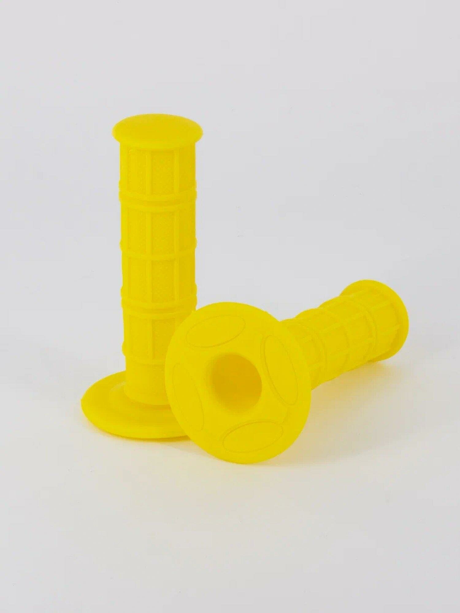 Ручки руля для мотоцикла, питбайка (грипсы), JMC Logo, желтый, резина