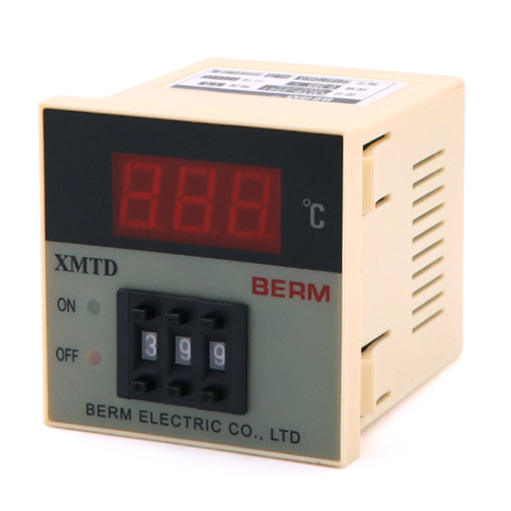 Регулятор температуры XMTD-2001 с цифровым дисплеем Корпус короткий 0-399℃ Тип K Материал ABS Цвет бежевый Напряжение 220VAC Точность 1.0
