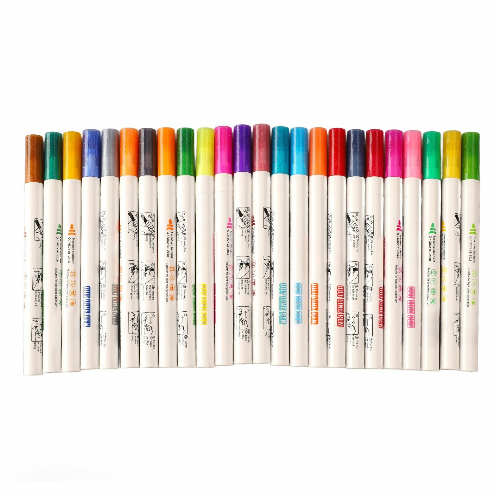 Контурные маркеры, 24 цвета, флуоресцентные чернила, герметичные ручки с двойной линией для рисования, письма, маркировки