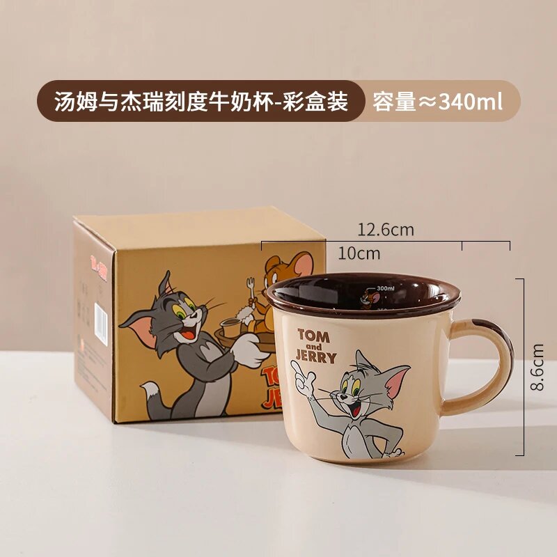 340 мл персонализированная кружка «Том и Джерри», кавайная керамическая чашка, мультяшные хлопья, чашка для кофе, воды, посуда, подарок другу, дети на день рождения
