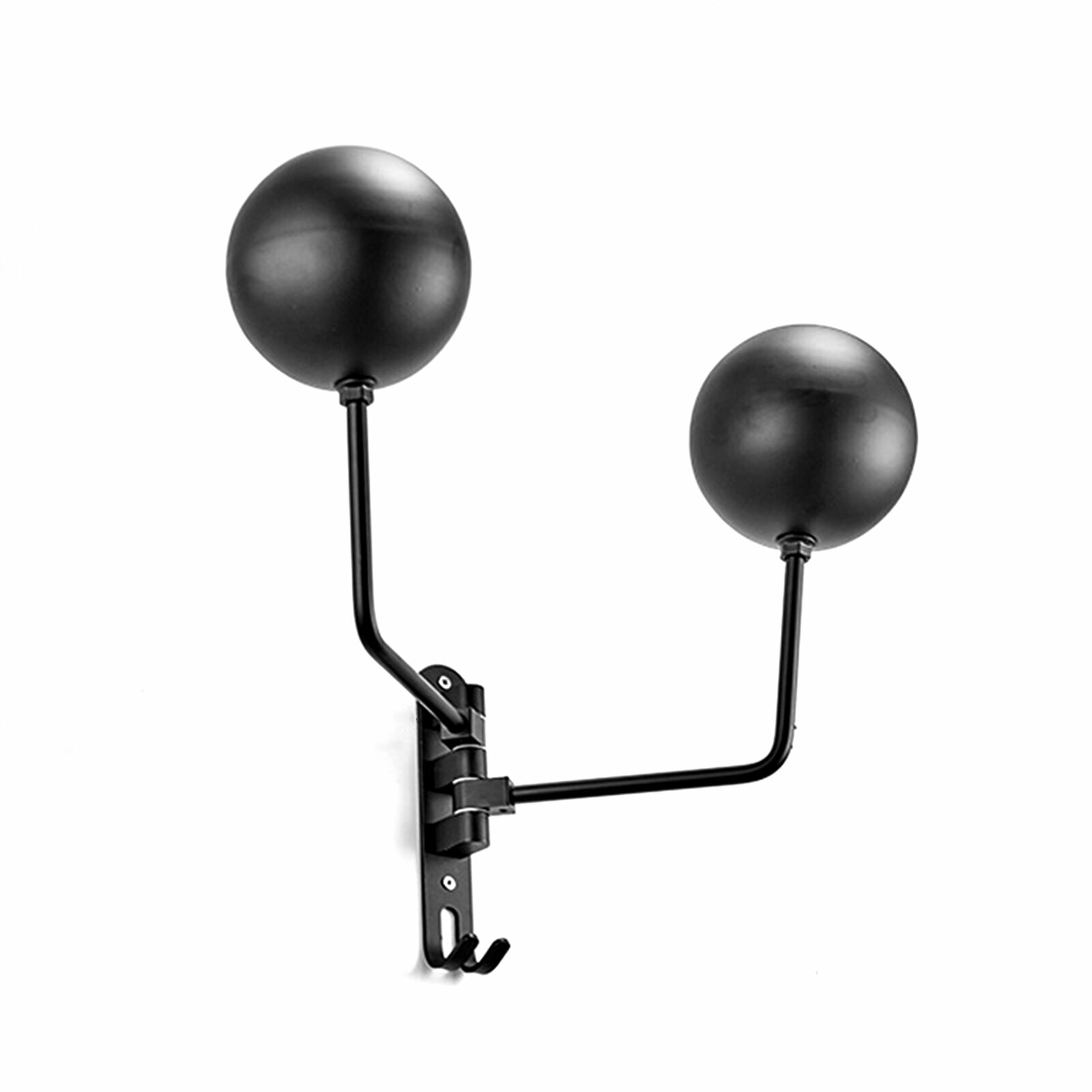 Раковина для мотоциклетных шлемов Double Round Ball с крюками, поворот 180 градусов, крепление на стену, для мотоциклетных аксессуаров, пальто, кепок, шапок, материал алюминий, черный, съемный, вес упаковки 640 г, размер упаковки 25.5 * 19.5 * 14 см,