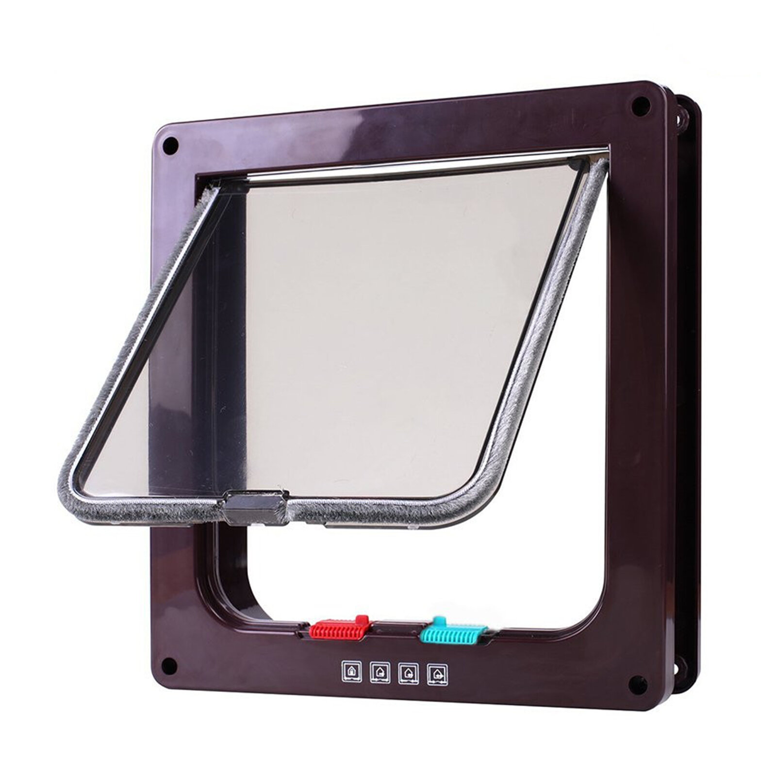 Дверь для собак и кошек Dog and Cat Flap Door 4 Way Locking цвет белый\коричневый размер L материал ABS внешний размер рамы двери 25*23.5*5.5см размер упаковки 26.5*24.5*6.5см вес упаковки 480г для внутренних внешних дверей weatherproof для окон и стен с