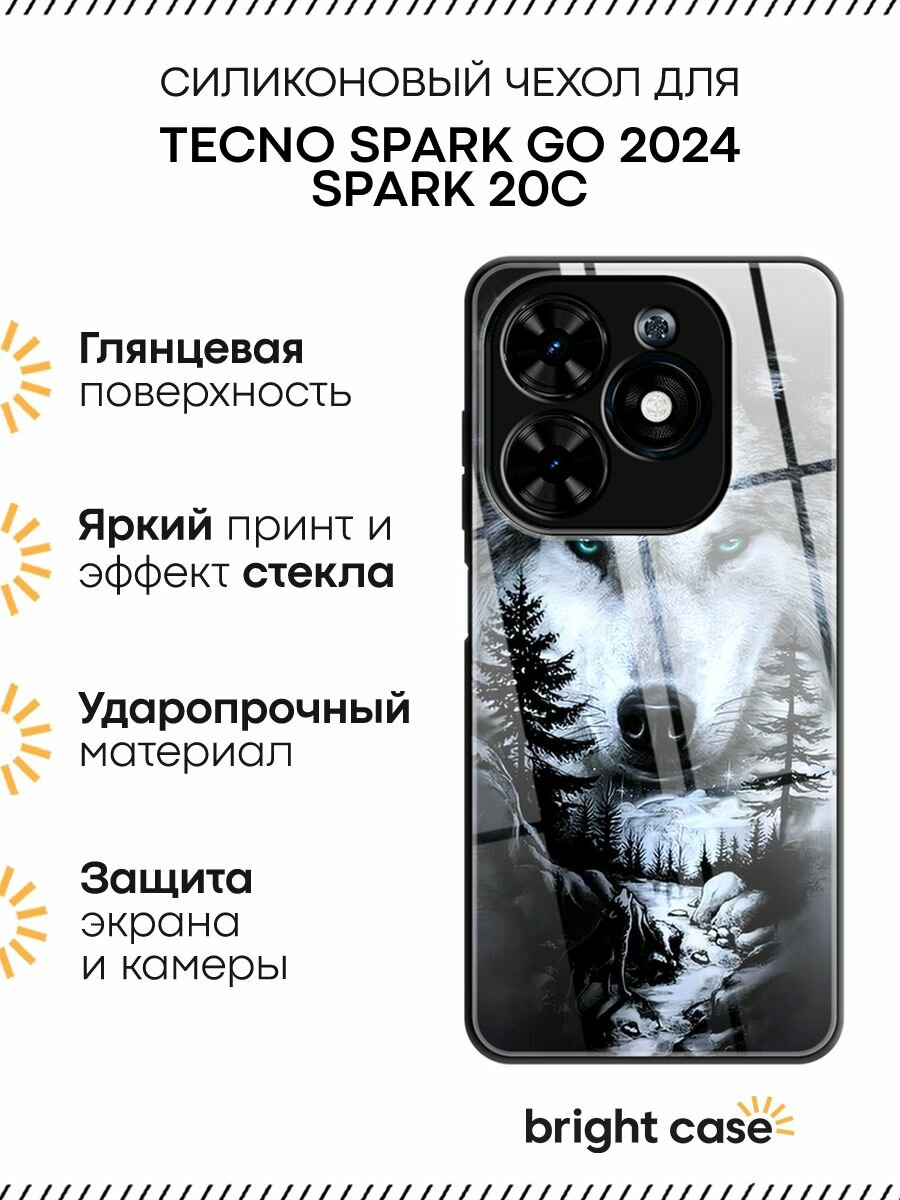 Чехол на Tecno Spark Go 2024/Spark 20C / Текно Спарк Го 2024/Спарк 20С с принтом "Волк в зимнем лесу"
