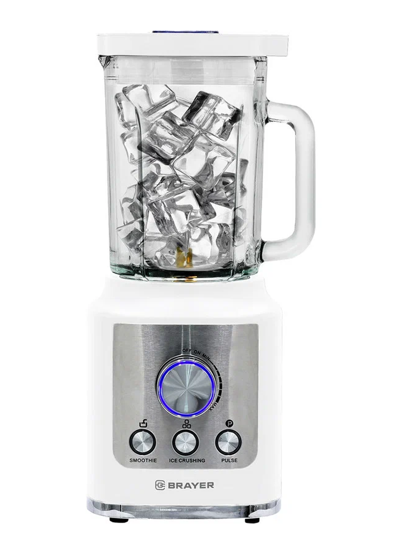 Блендер BRAYER BR 1200WH, белый, 1800Вт, стекло, 2 скорости, импульсный